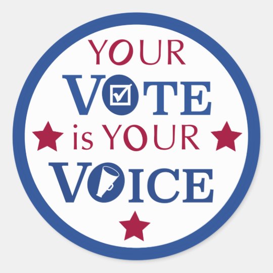 Your Vote is Your Voice Classic Round Sticker | Zazzle.com