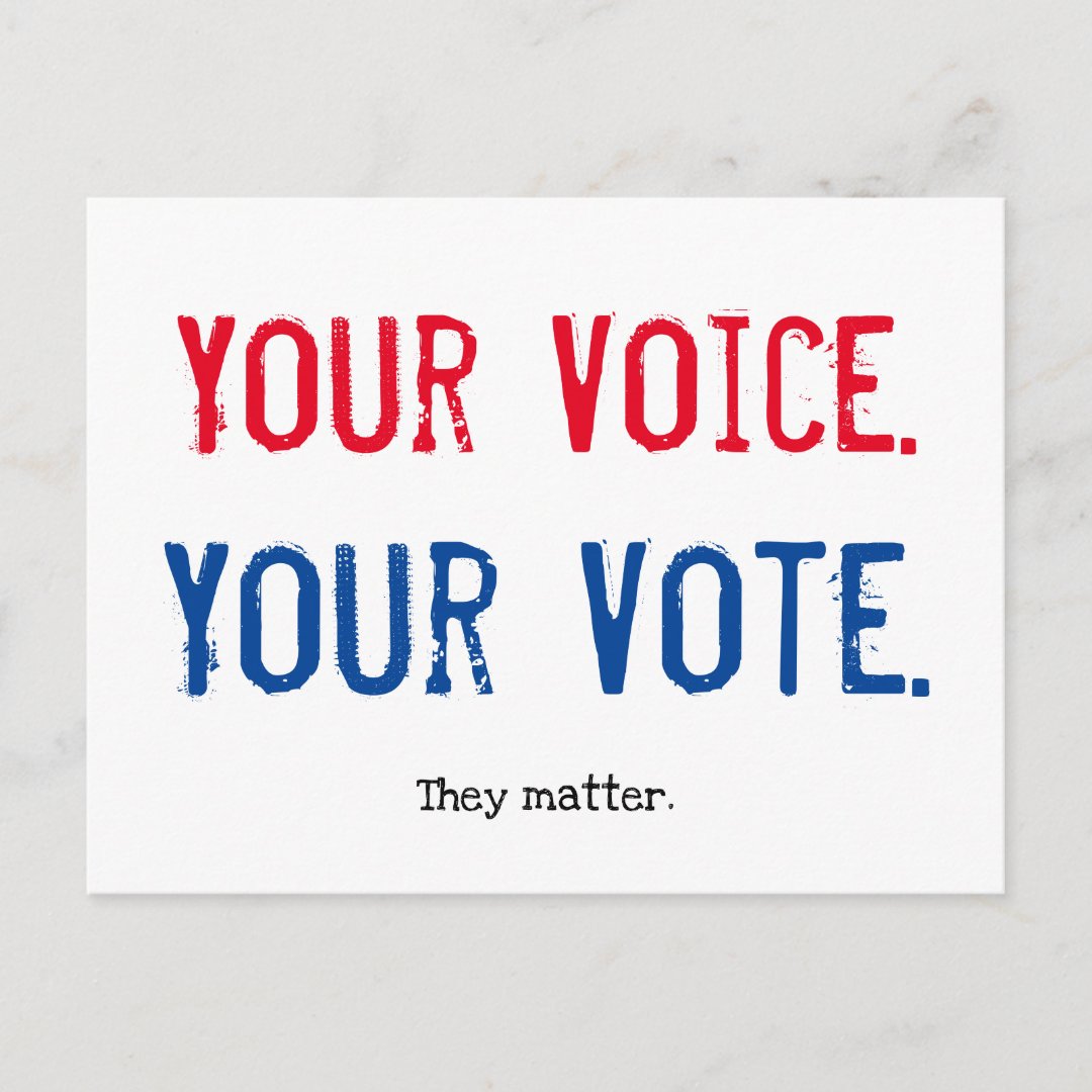 Your Vote Your Voice postcard | Zazzle