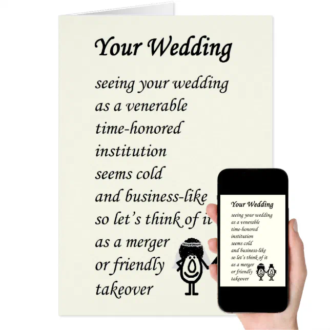 Your Wedding - a funny wedding poem | Zazzle
