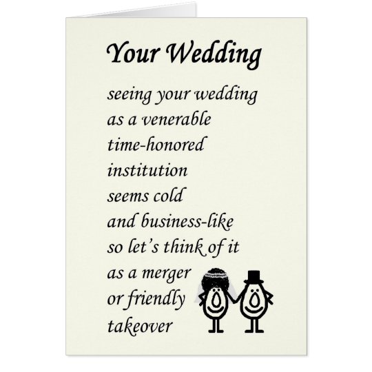 Your Wedding A Funny Wedding Poem Zazzle Your Wedding A Funny Wedding Poem Zazzle