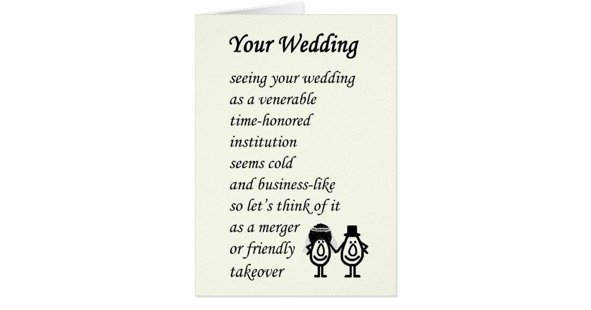 Your Wedding - a funny wedding poem | Zazzle
