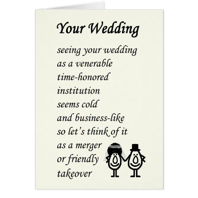 Your Wedding - a funny wedding poem | Zazzle