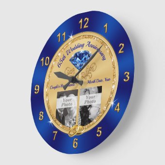Your Wedding and Anniversary Photos, Anniversary Large Clock | Zazzle