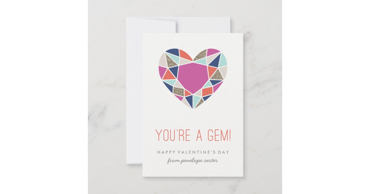 You're a Gem Classroom Valentine - Cobalt Invitation | Zazzle
