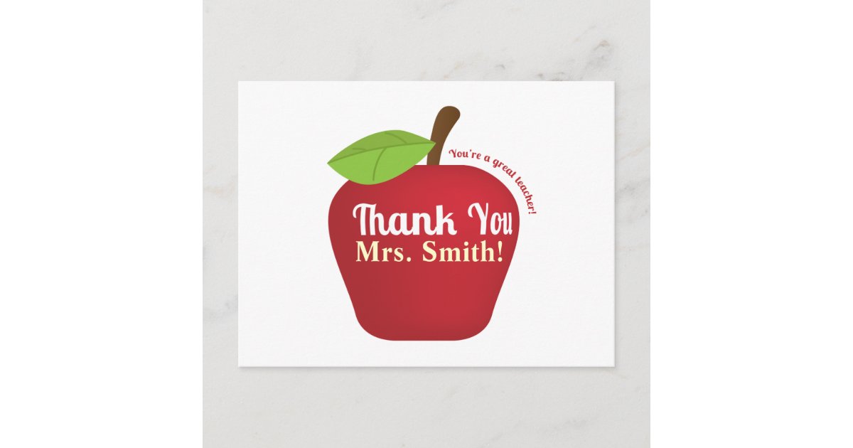 You're a great teacher! Teacher appreciation apple Postcard | Zazzle