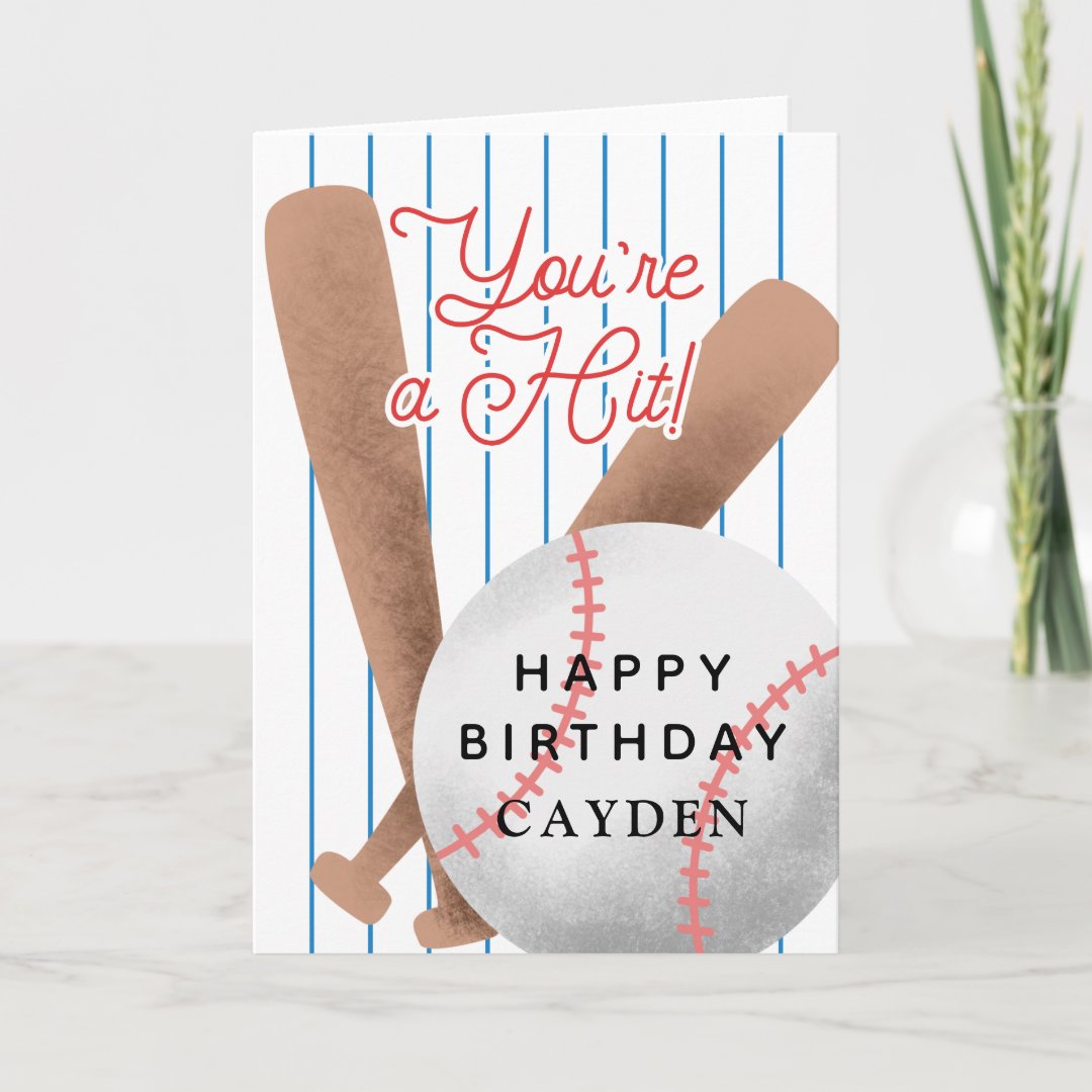 You're A Hit Baseball Kids Birthday Card | Zazzle