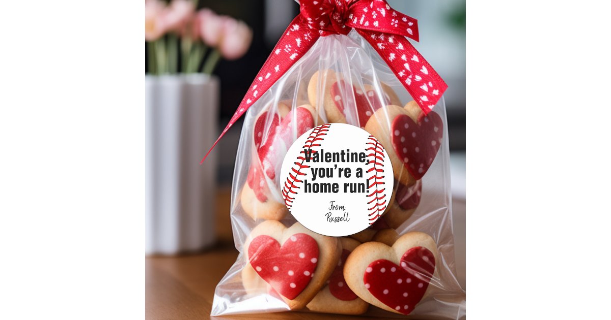 You're a Home Run Baseball Valentine Favor Classic Round Sticker | Zazzle