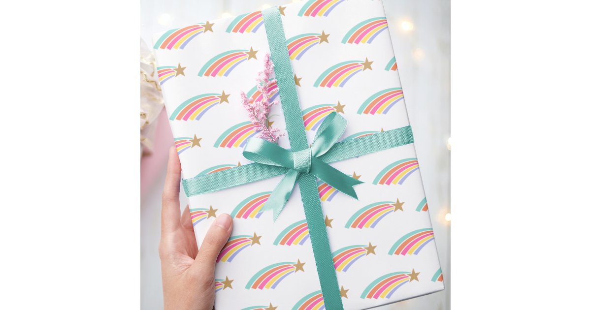 You're a Star! Rainbow Shooting Star Wrapping Paper | Zazzle