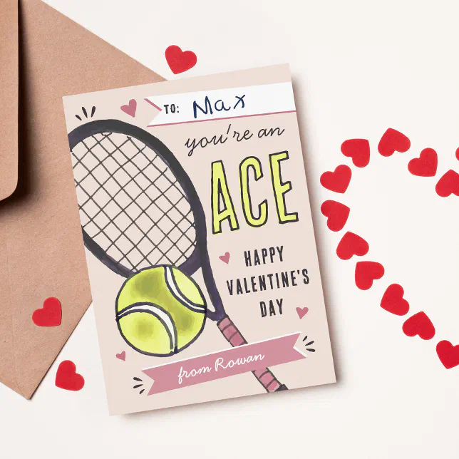 You're An Ace Tennis Classroom Valentines Day Card | Zazzle