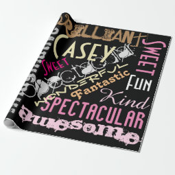 You're Awesome! Name Words Fun Gift Wrap | Zazzle