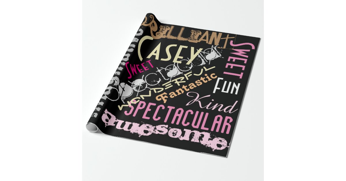 You're Awesome! Name Words Fun Gift Wrap | Zazzle.com