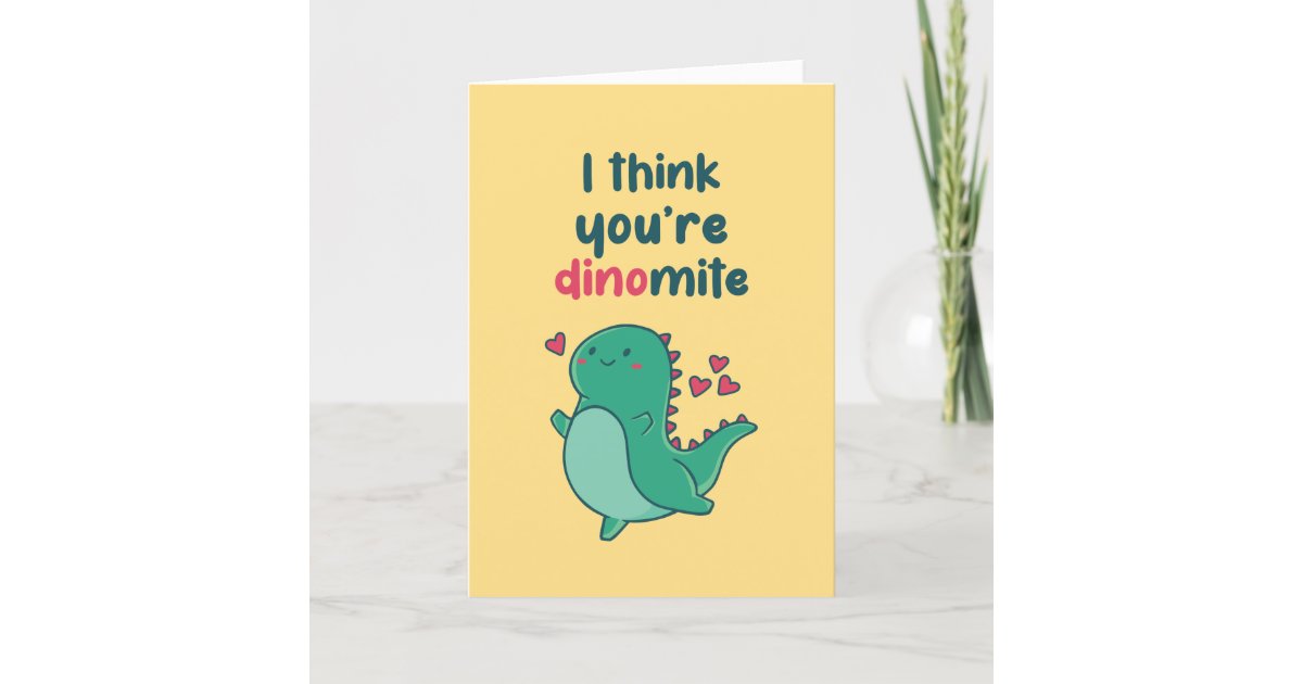 You're Dinomite Cute Dino Funny Valentine's Day Holiday Card | Zazzle