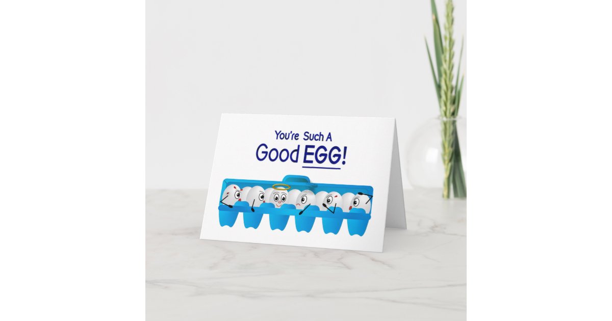 You're Good Egg Humor Angel Egg in Carton Bad Eggs Card | Zazzle