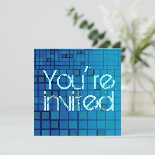You're Invited All Party Invitation Blue Mosaic | Zazzle