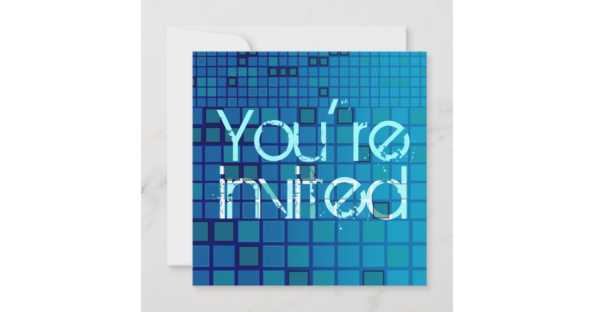 You're Invited All Party Invitation Blue Mosaic | Zazzle