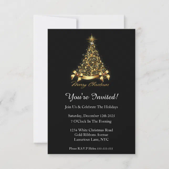 You're Invited Elegant Classy Gold Christmas Party Invitation | Zazzle