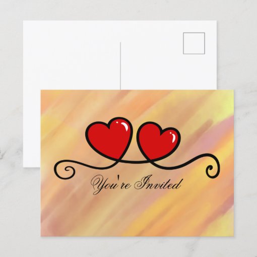 You're Invited - Hearts Invitation Postcard | Zazzle