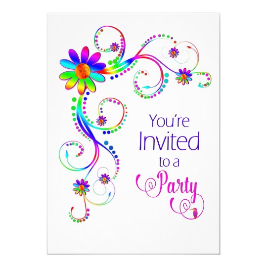 You're Invited Invitation, Fun Floral, Colorful Invitation | Zazzle.com