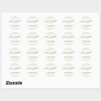You're Invited Party Gold Confetti Dots Birthday Classic Round Sticker ...