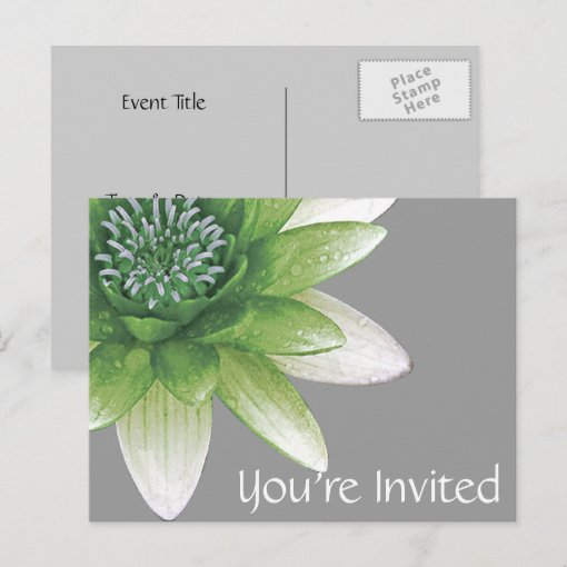 You're Invited | Peace l Beautiful Green Lotus Invitation Postcard | Zazzle
