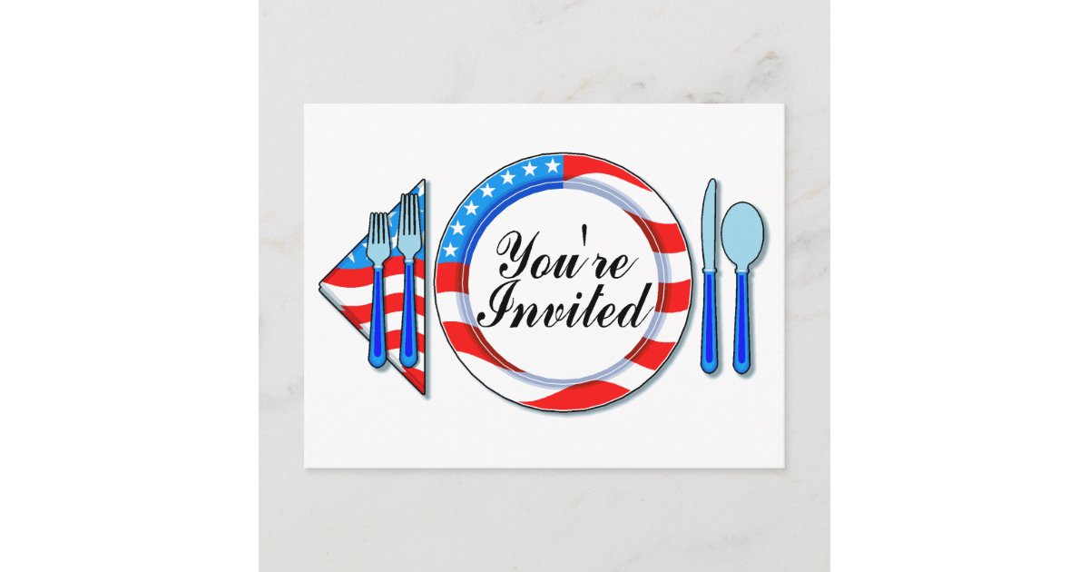 Youre Invited (Red White Blue) Invitation Postcard | Zazzle