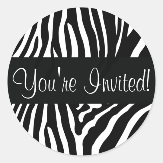 You're Invited Zebra Envelope Sticker Seal | Zazzle.com