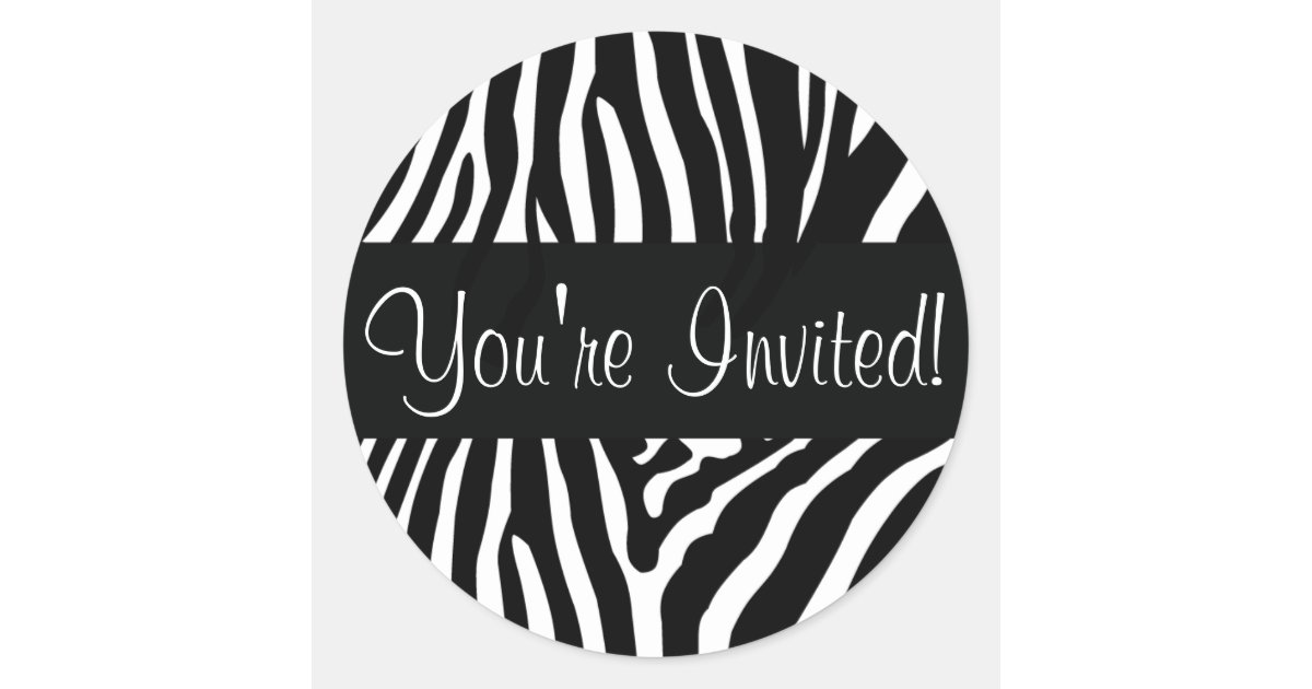 You're Invited Zebra Envelope Sticker Seal | Zazzle