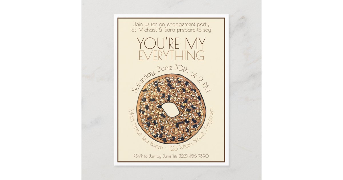 You're My Everything Bagel Wedding Engagement Invitation Postcard | Zazzle