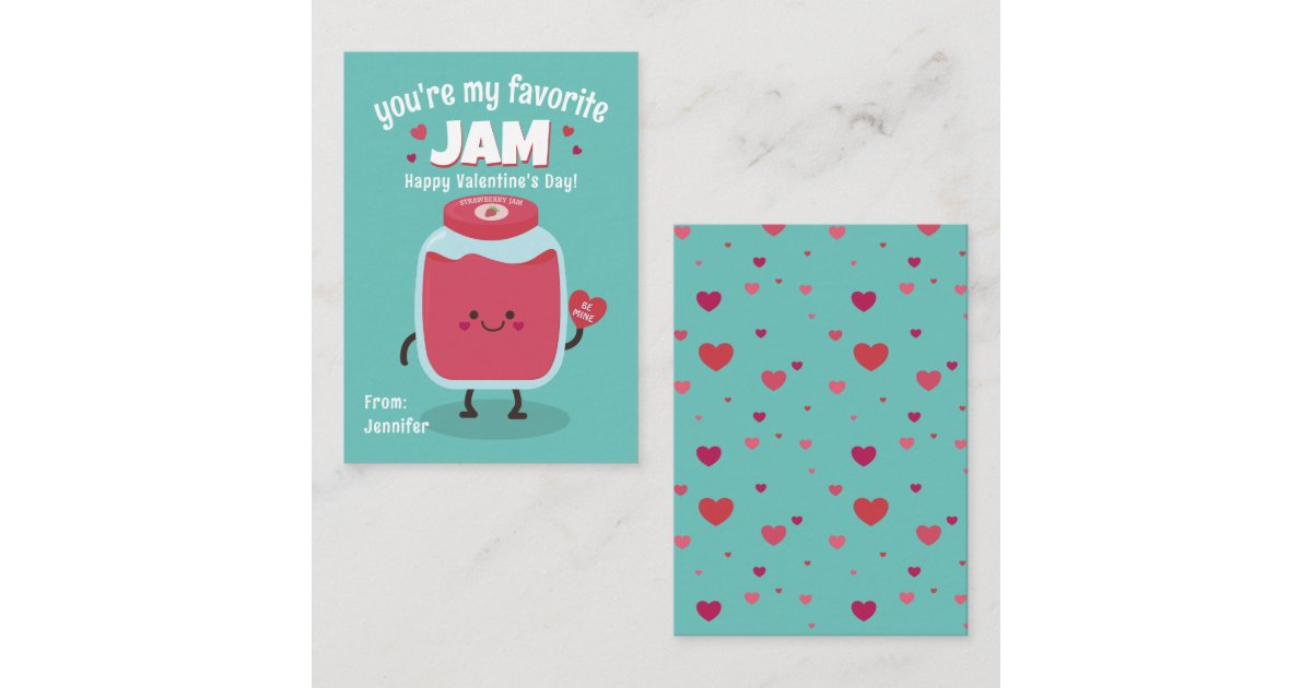 You're My Favorite Jam Classroom Valentine's Day Note Card | Zazzle