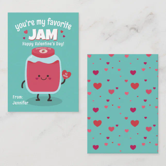 You're My Favorite Jam Classroom Valentine's Day Note Card | Zazzle