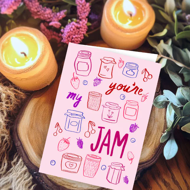 YOURE MY JAM Cute Jars Illustration Valentines Day Card | Zazzle