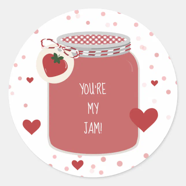 You're My Jam Jar Kids Classroom Valentine Classic Round Sticker | Zazzle