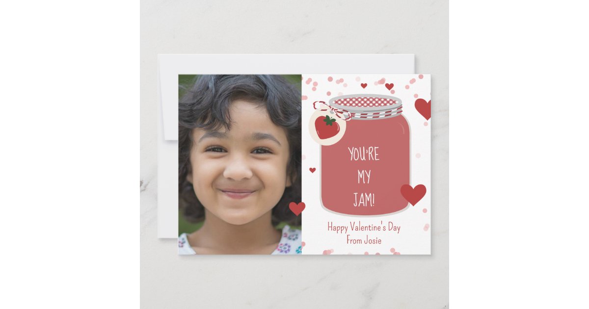 You're My Jam Strawberry Classroom Valentine Card | Zazzle