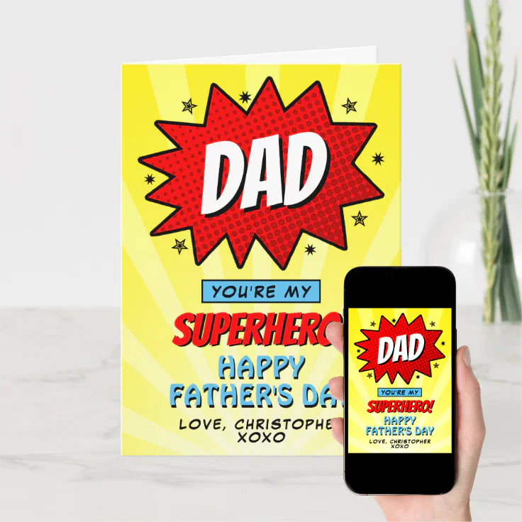 You're My Superhero Dad Father's Day Photo Card | Zazzle