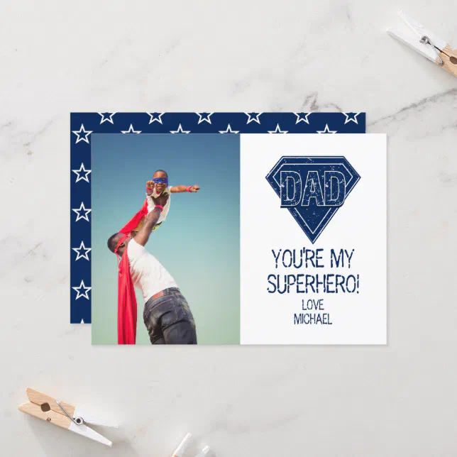 You're My Superhero Dad Father's Day Photo Card | Zazzle
