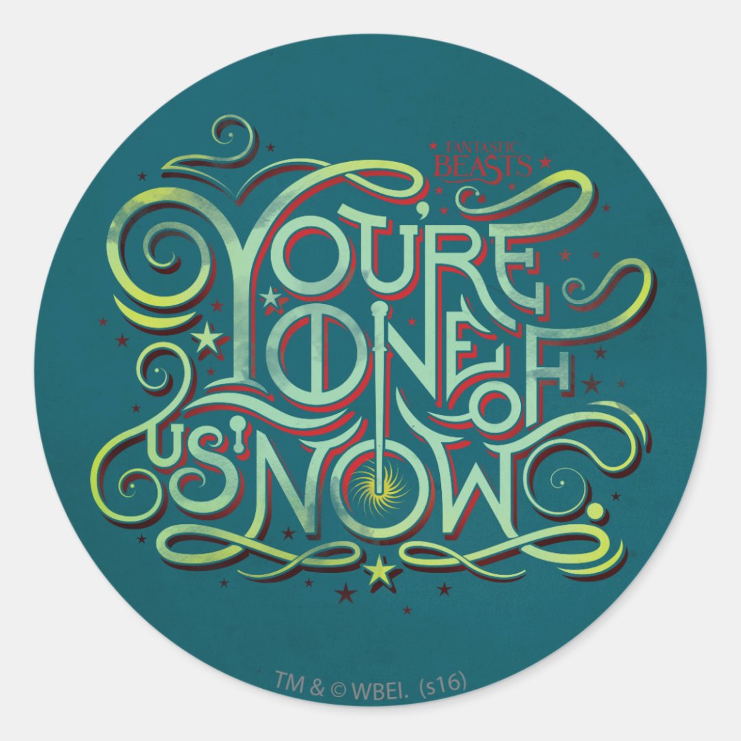 You're One Of Us Now Green Graphic Classic Round Sticker | Zazzle