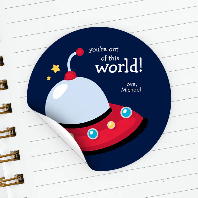 "You're Out of this World" Kids School Valentines Classic Round Sticker ...