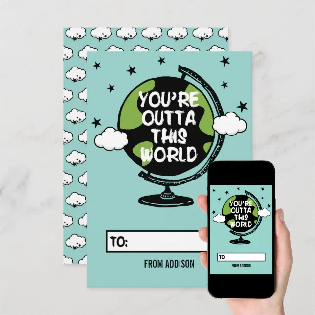 You're Outta This World Classroom Valentine Card | Zazzle