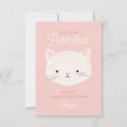 You're Purrfect Kitty Cat Classroom Valentine Day Note Card | Zazzle