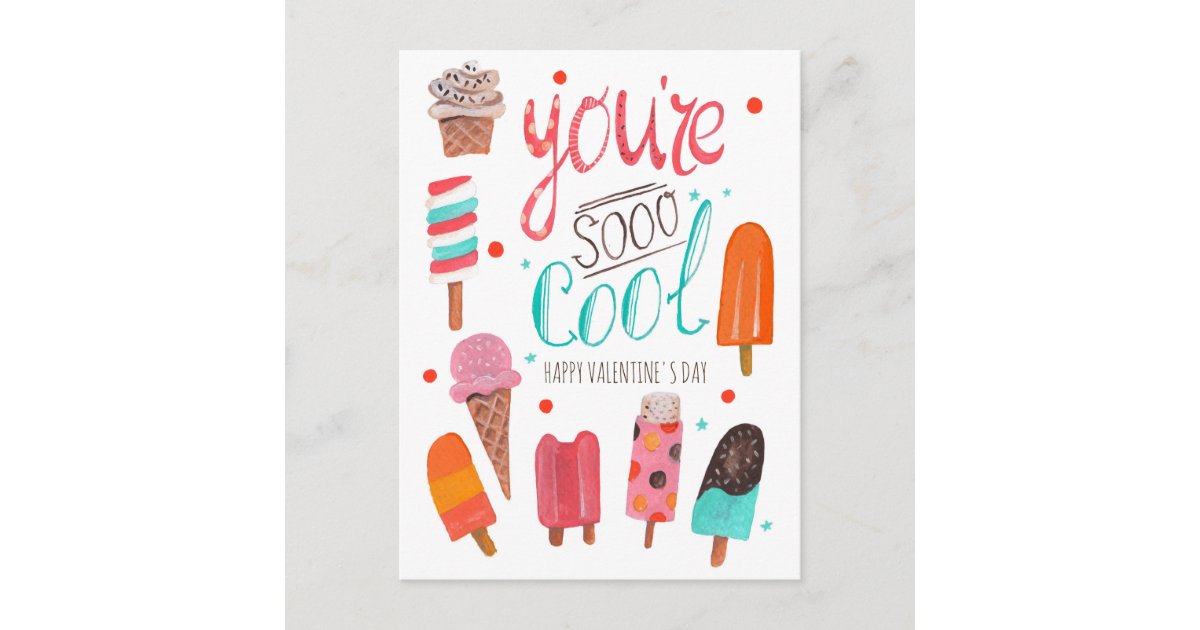 You're So Cool | Valentine | Classroom Postcard | Zazzle
