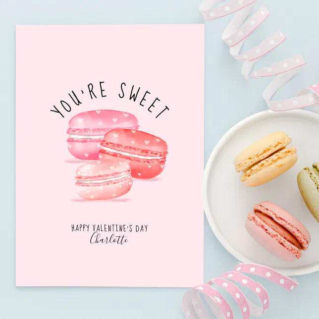 You're Sweet Happy Valentine's Day Macaron Cookies Holiday Card | Zazzle
