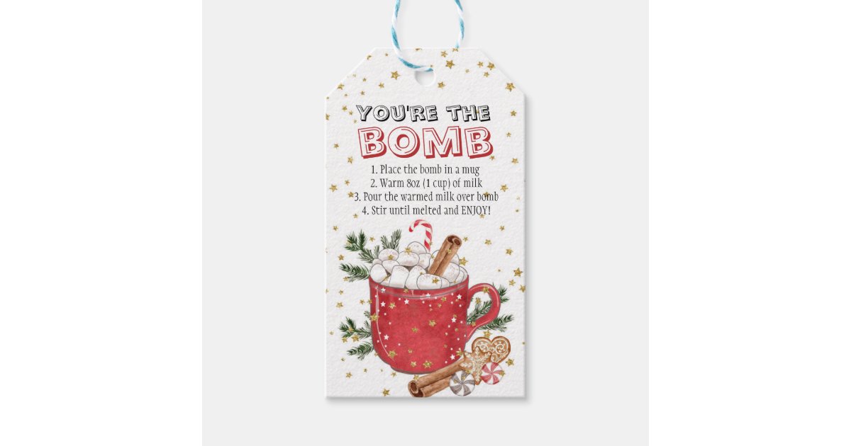 You're the Bomb Tag, Hot Cocoa Bomb Tag, Chocolate Gift Tags | Zazzle
