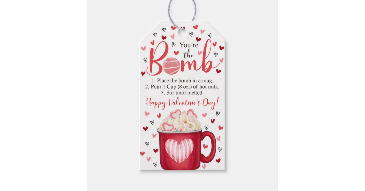 You're the Bomb Valentine's Day Hot Cocoa Bomb Gif Gift Tags | Zazzle