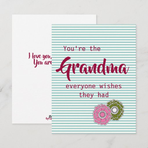 You're the Grandma Everyone Wishes They Had Quote Holiday Card | Zazzle