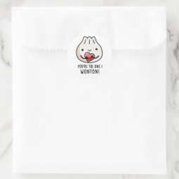 You're The One I Wonton Funny Food Dimsum Pun Classic Round Sticker ...