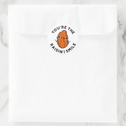 You're The Raisin I Smile Funny Food Pun Classic Round Sticker | Zazzle