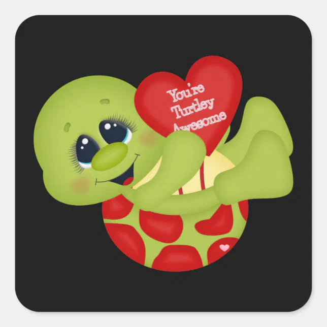You're turtley Awesome turtle Valentine sticker | Zazzle