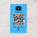 YouTube Blue Influencer Vlogger Creator QR Code Business Card | Zazzle