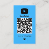 YouTube Blue Influencer Vlogger Creator QR Code Business Card | Zazzle