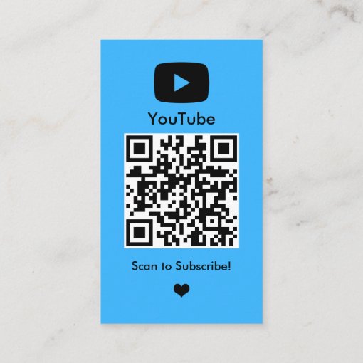 YouTube Blue Influencer Vlogger Creator QR Code Business Card | Zazzle